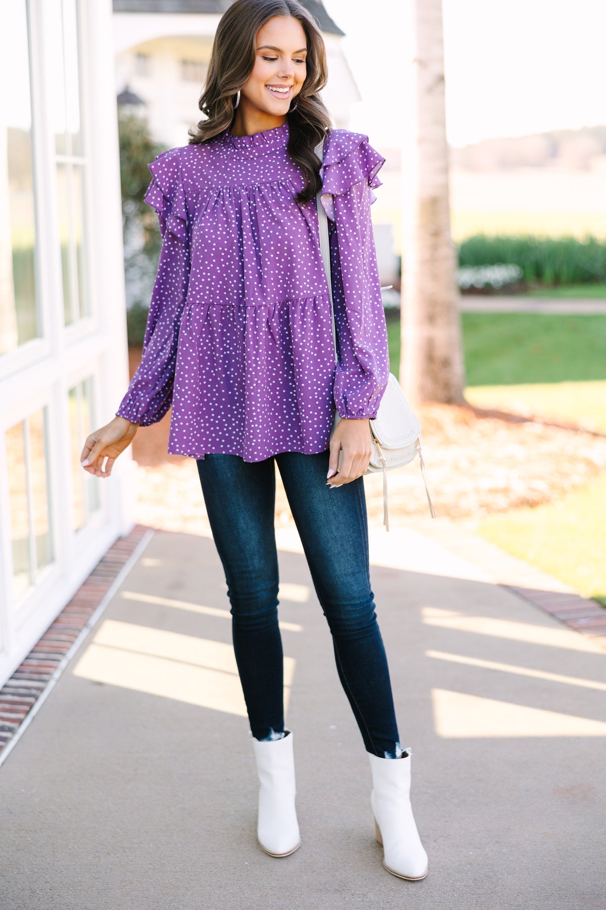 Join You Later Purple Polka Dot Top – Shop the Mint