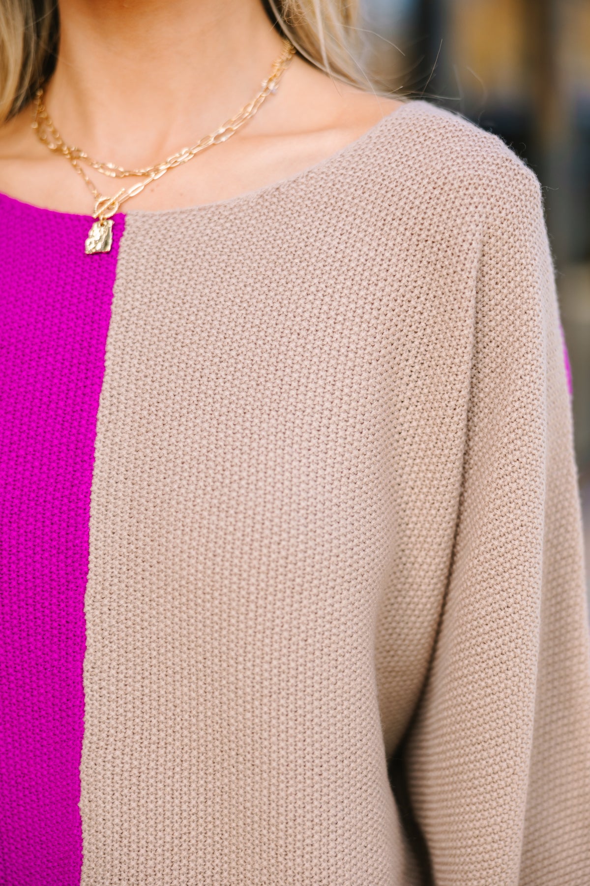 Once Around The Block Magenta Purple Colorblock Sweater – Shop the Mint