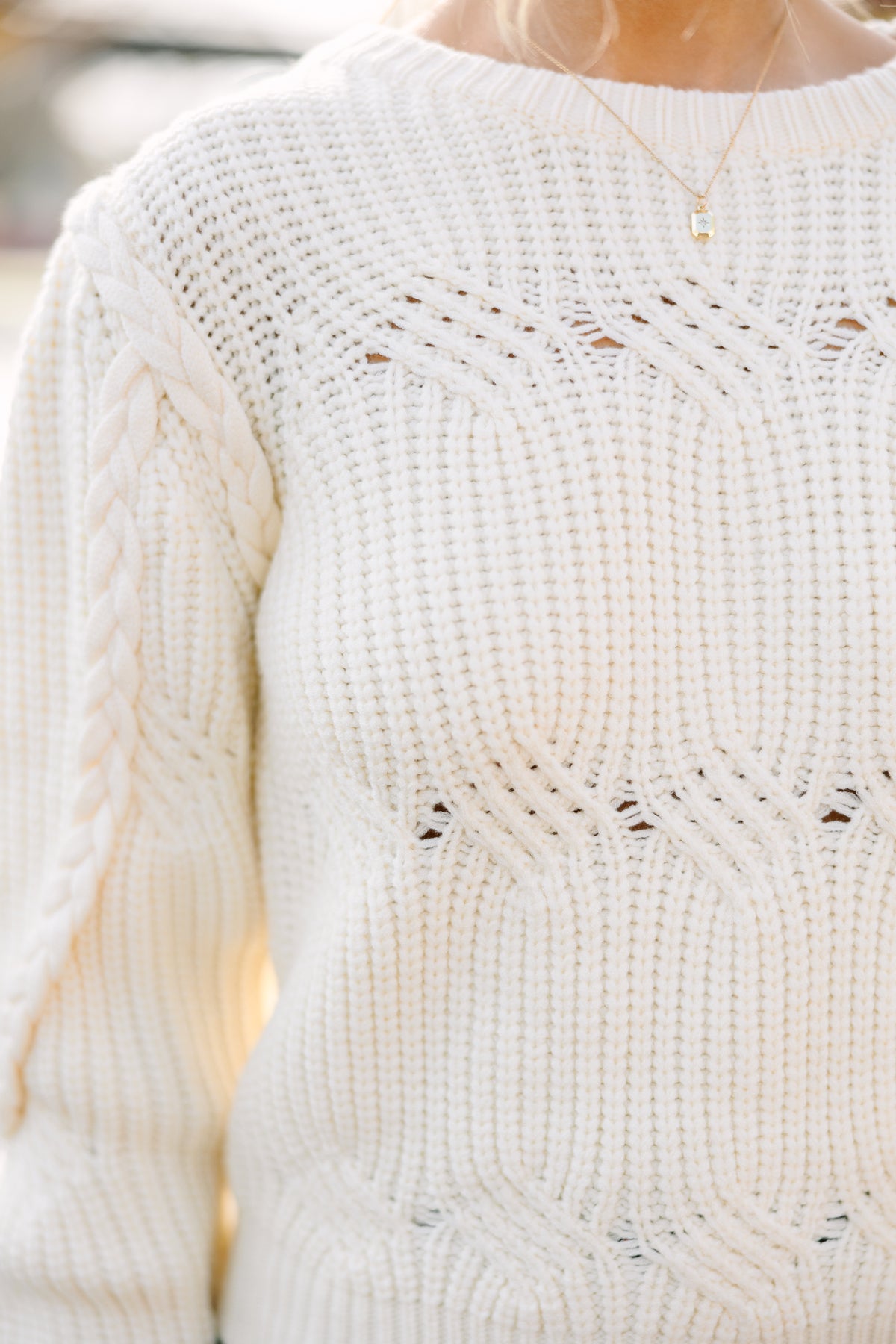 Good News Ivory White Cable Knit Sweater – Shop the Mint