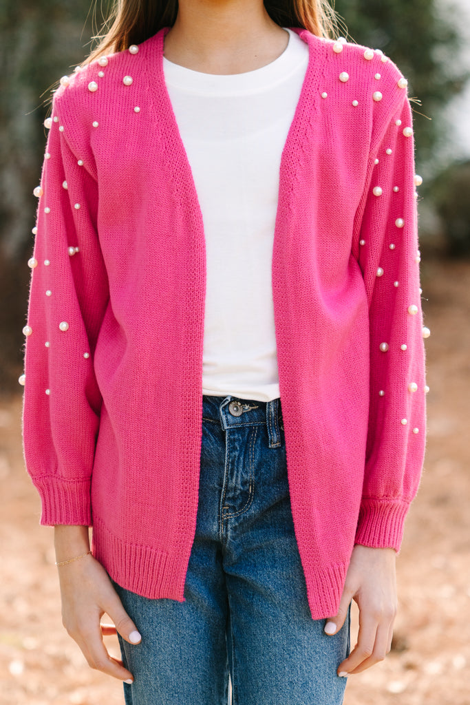 Girls: Get Going Fuchsia Pink Embellished Cardigan – Shop the Mint
