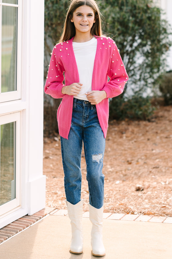 Girls: Get Going Fuchsia Pink Embellished Cardigan – Shop the Mint