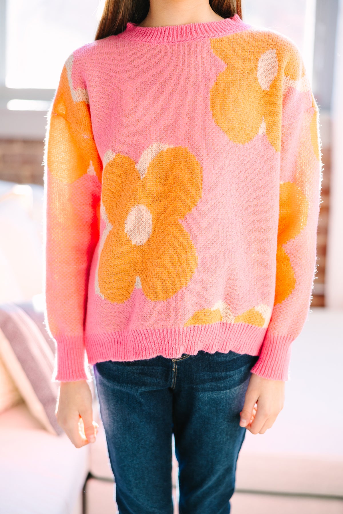 Girls: Look Out Pink Floral Sweater – Shop the Mint