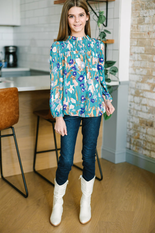 Girls: Raise Your Standards Teal Blue Floral Blouse – Shop the Mint