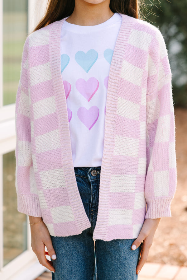 Girls: That's Life Lavender Purple Checkered Cardigan – Shop the Mint