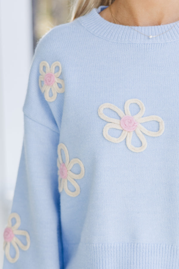 Feeling Femme Light Blue Floral Sweater – Shop the Mint