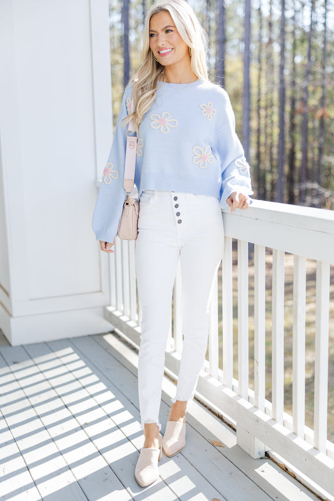 Feeling Femme Light Blue Floral Sweater – Shop the Mint