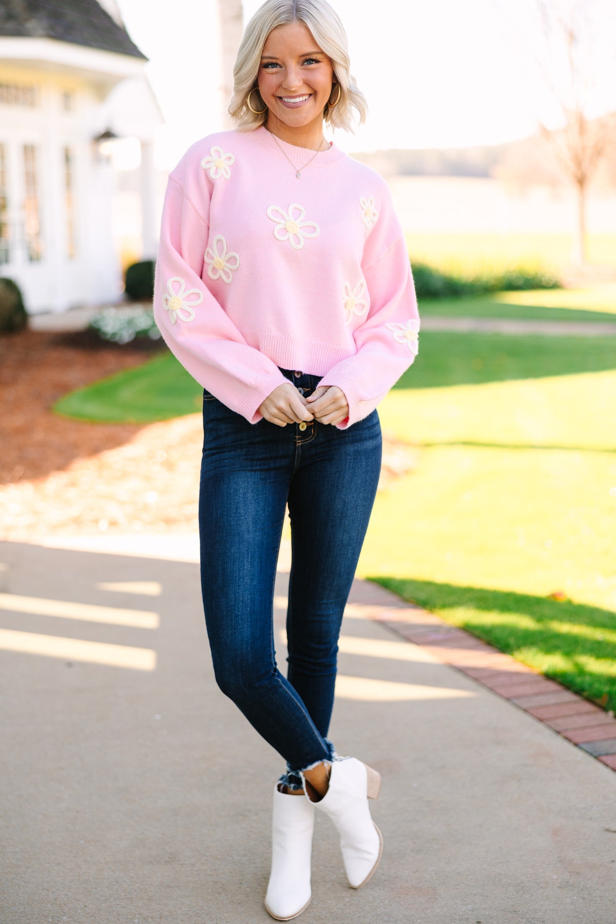 Feeling Femme Light Pink Floral Sweater – Shop the Mint