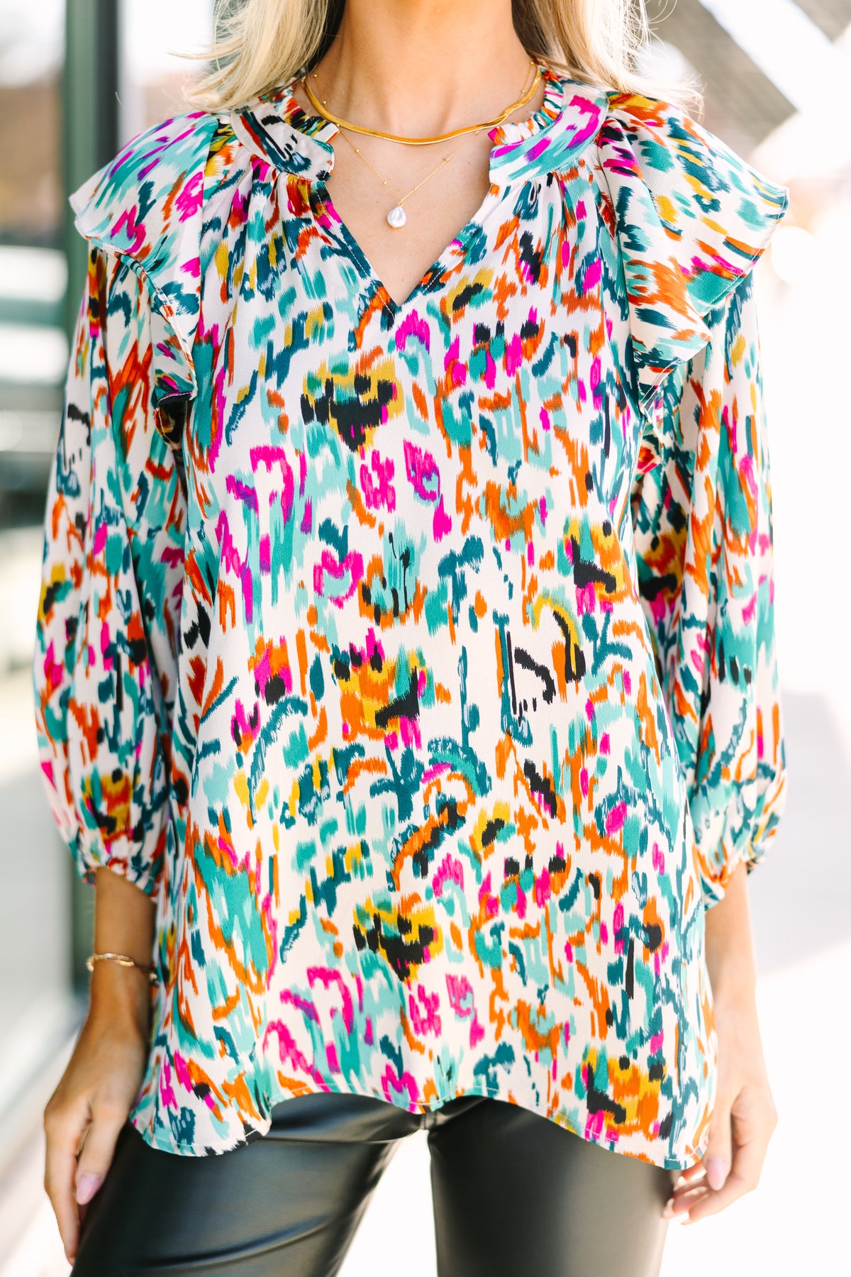 More Than You know Ivory Abstract Blouse – Shop the Mint