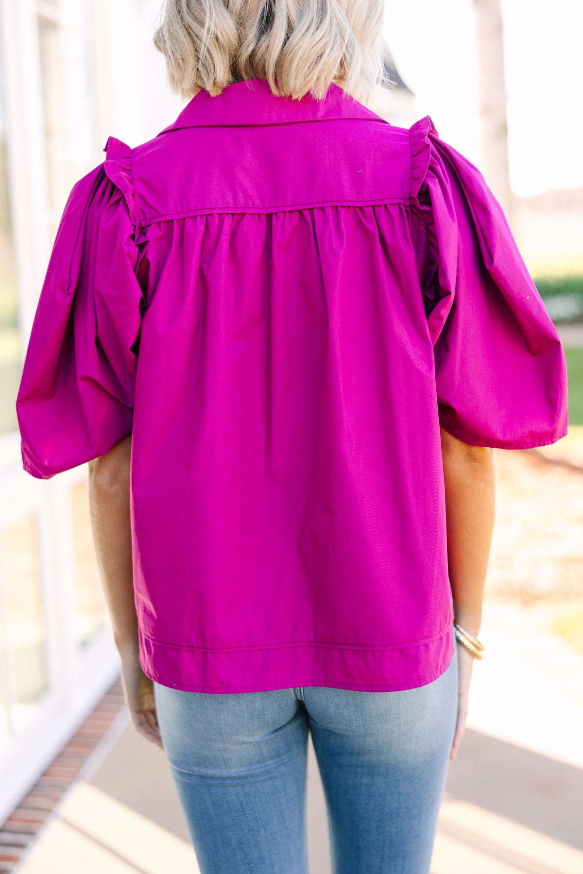 Know You Better Fuchsia Pink Puff Sleeve Blouse – Shop the Mint