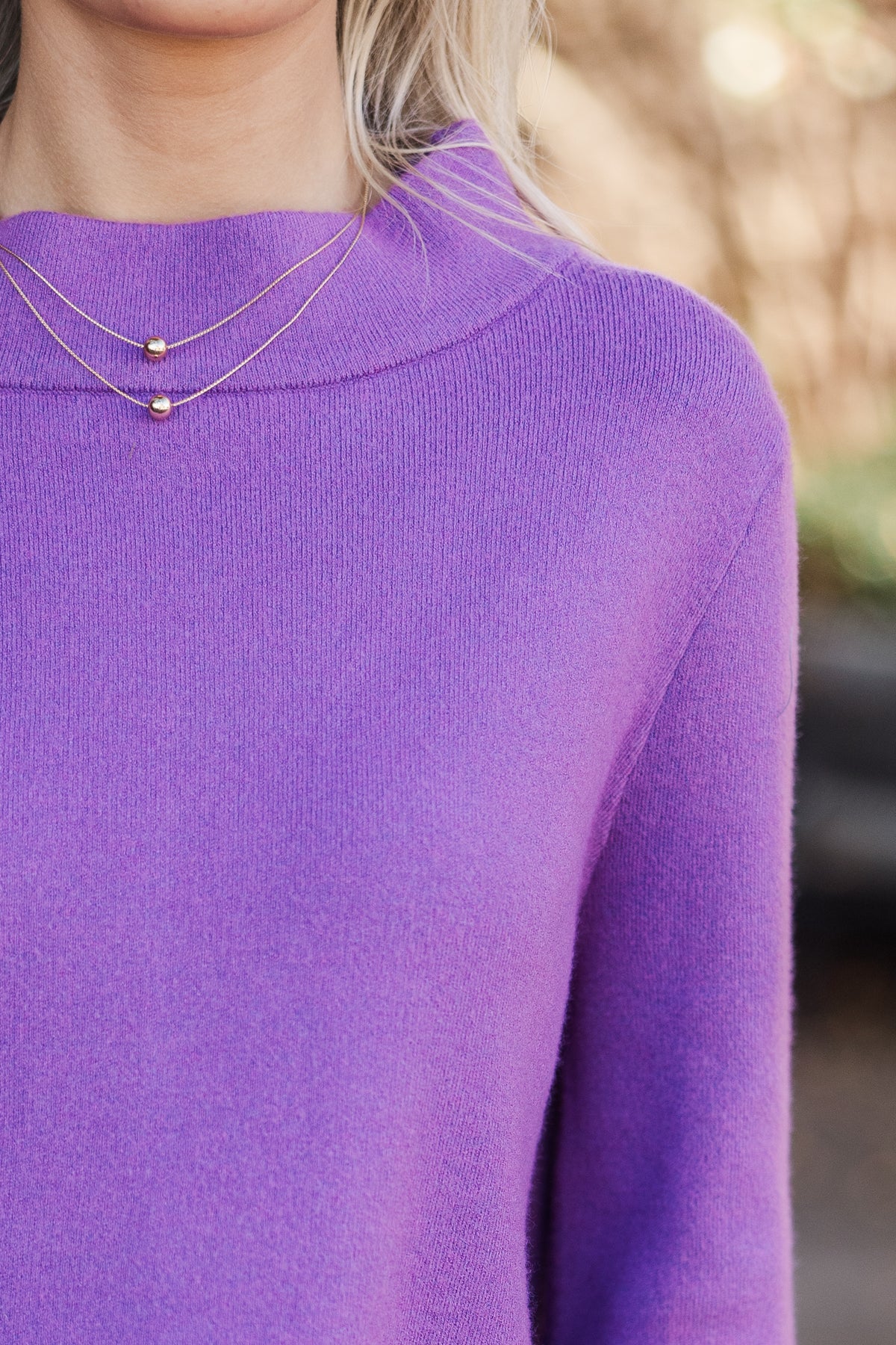 Just A Feeling Purple Mock Neck Sweater – Shop the Mint