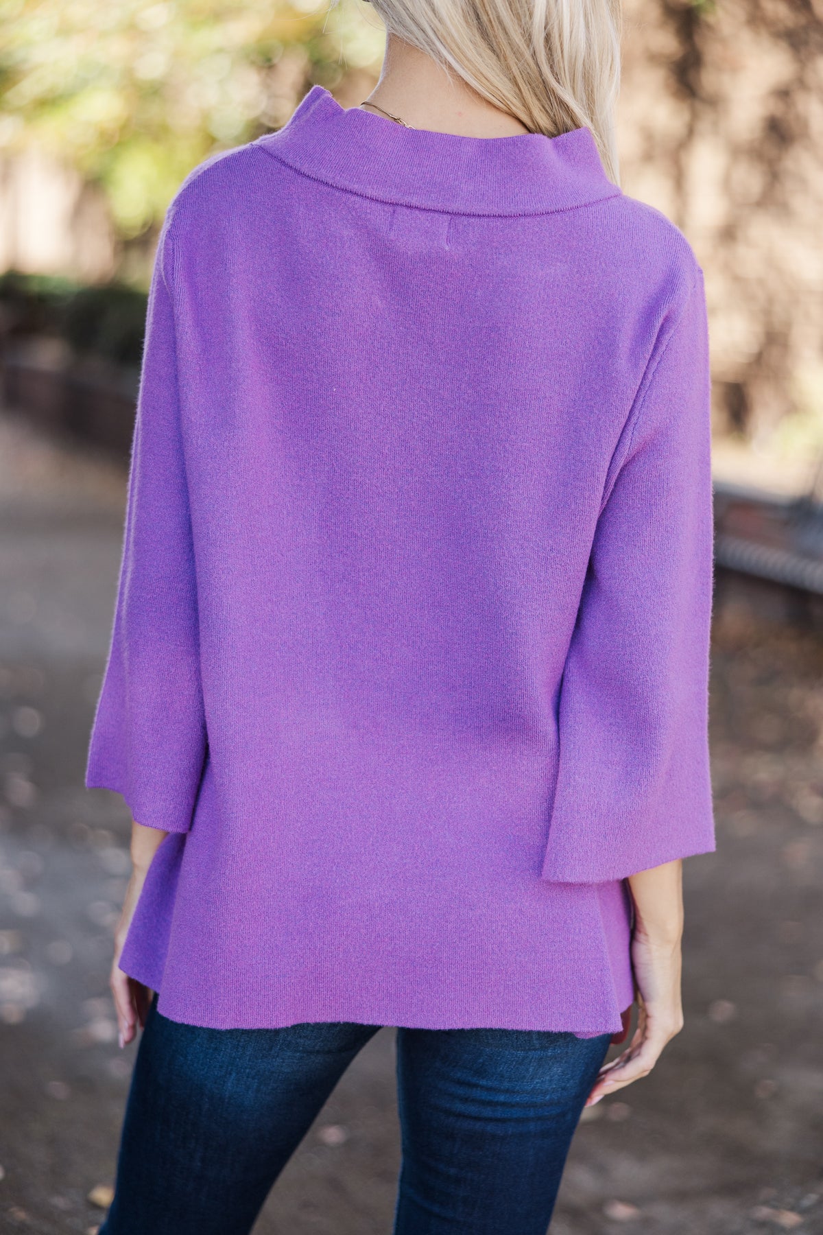 Just A Feeling Purple Mock Neck Sweater – Shop the Mint