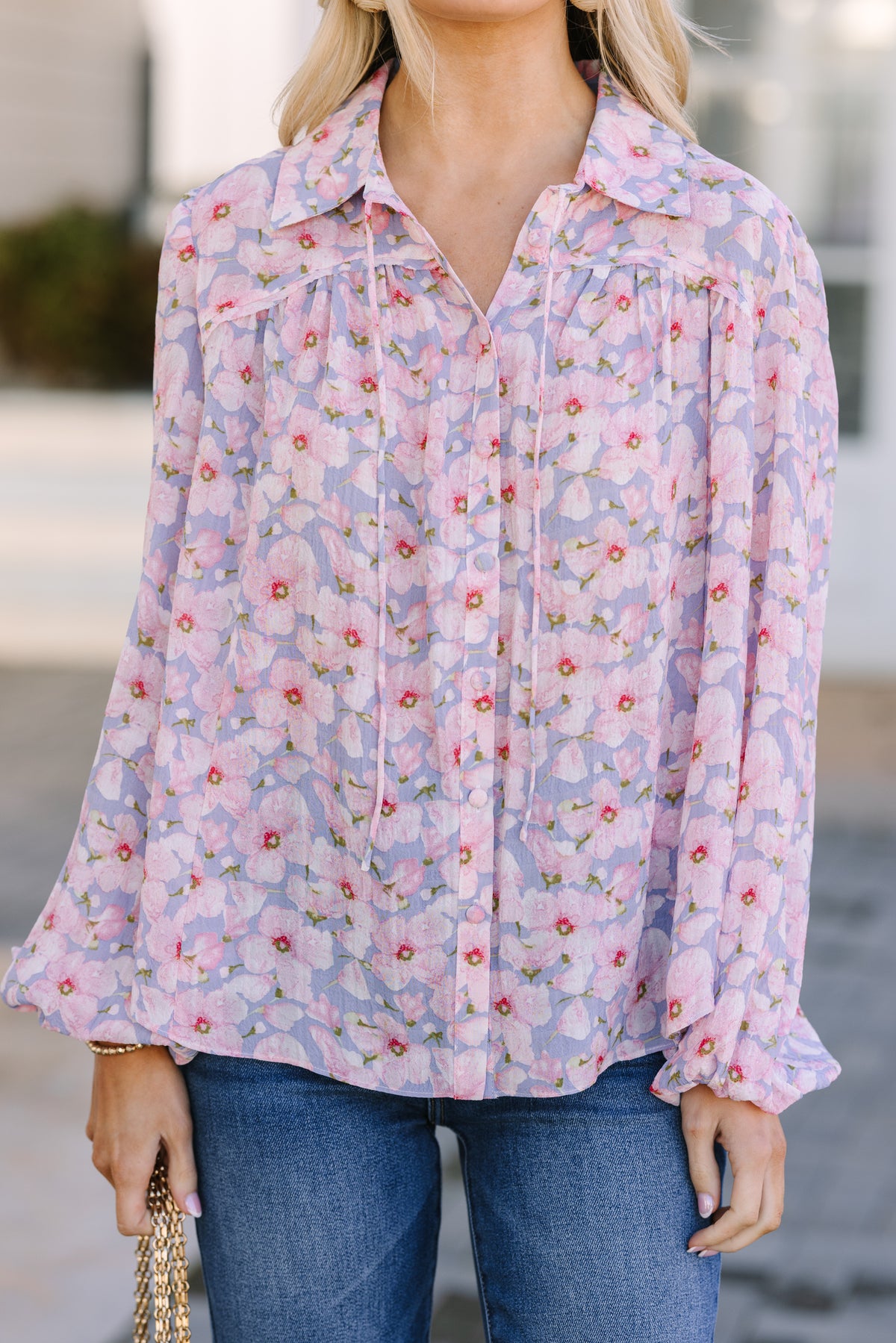Fate: All In A Day Light Blue Floral Blouse – Shop the Mint