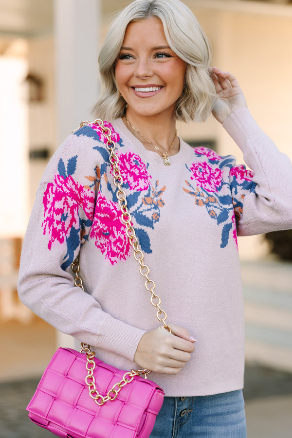 Fate: Happy To See You Blush Pink Floral Sweater – Shop the Mint