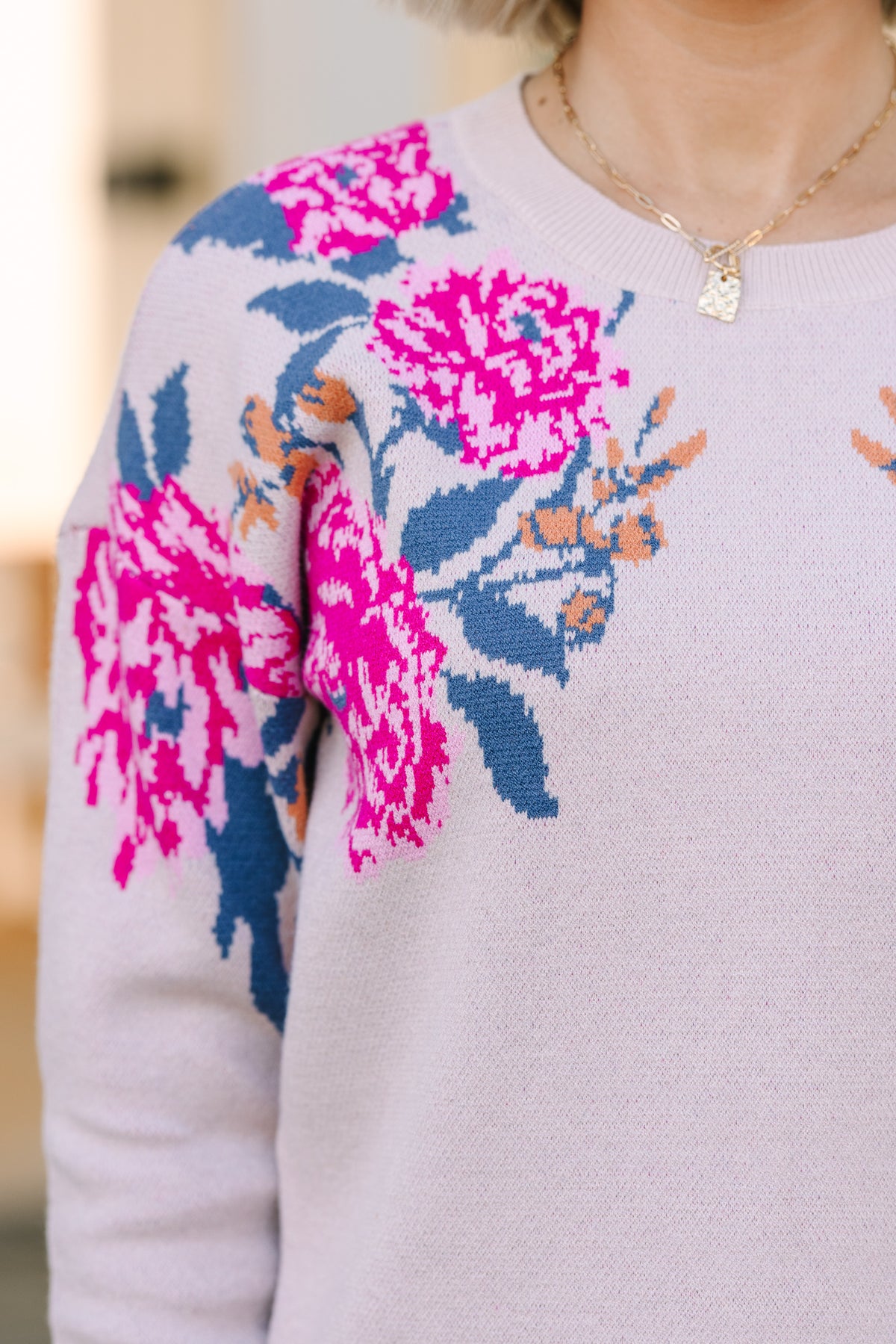 Fate: Happy To See You Blush Pink Floral Sweater – Shop the Mint