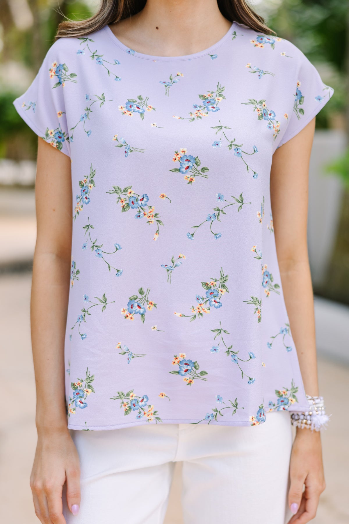 Hello Beautiful Lavender Purple Ditsy Floral Cap Sleeve Top – Shop the Mint