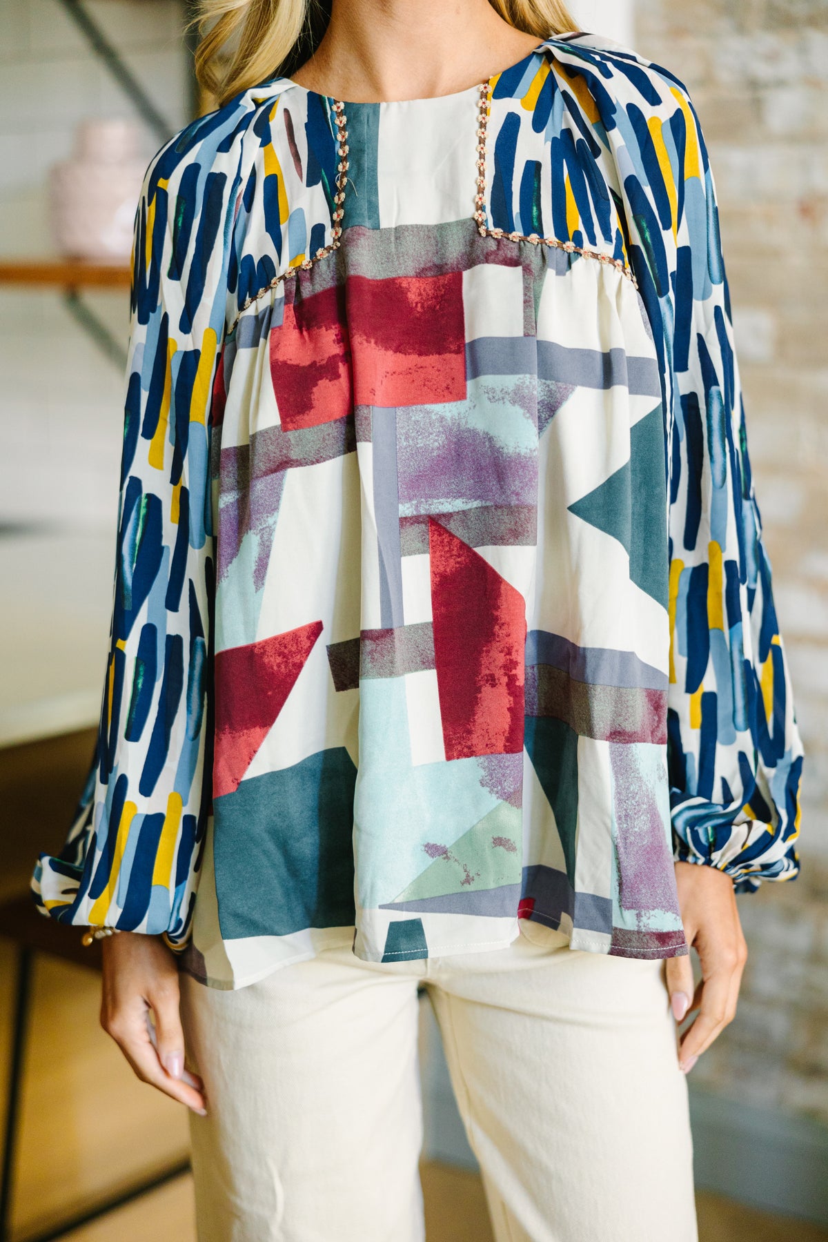 Bring Me Back Blue Abstract Blouse – Shop the Mint