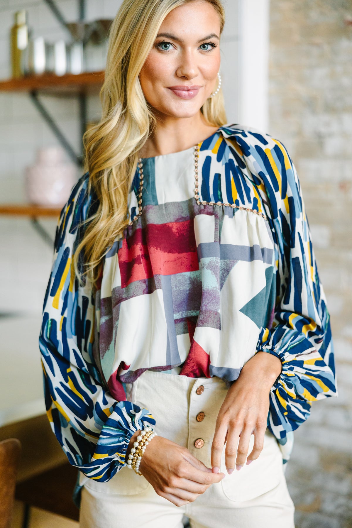 Bring Me Back Blue Abstract Blouse – Shop the Mint
