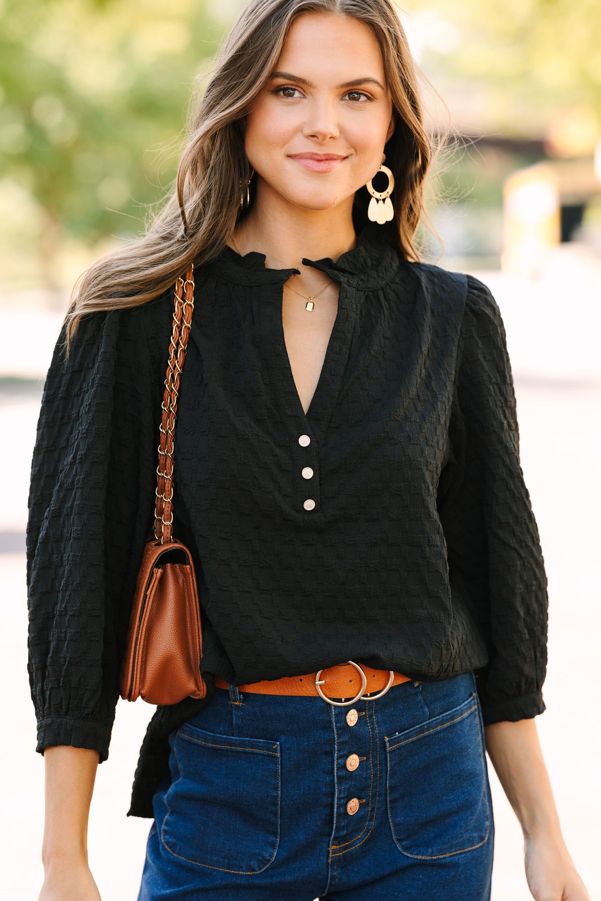 All Up To You Black Textured Blouse – Shop the Mint