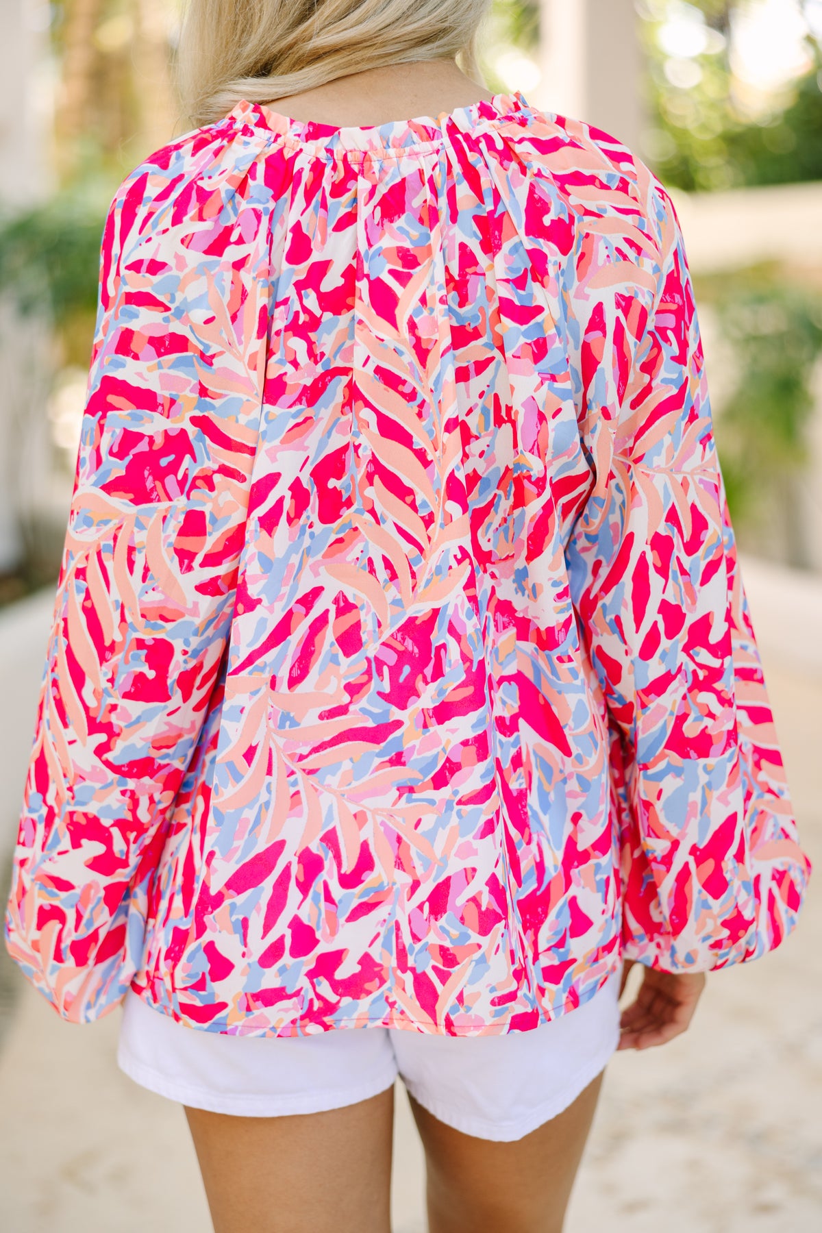 Running To You Fuchsia Pink Abstract Blouse – Shop the Mint