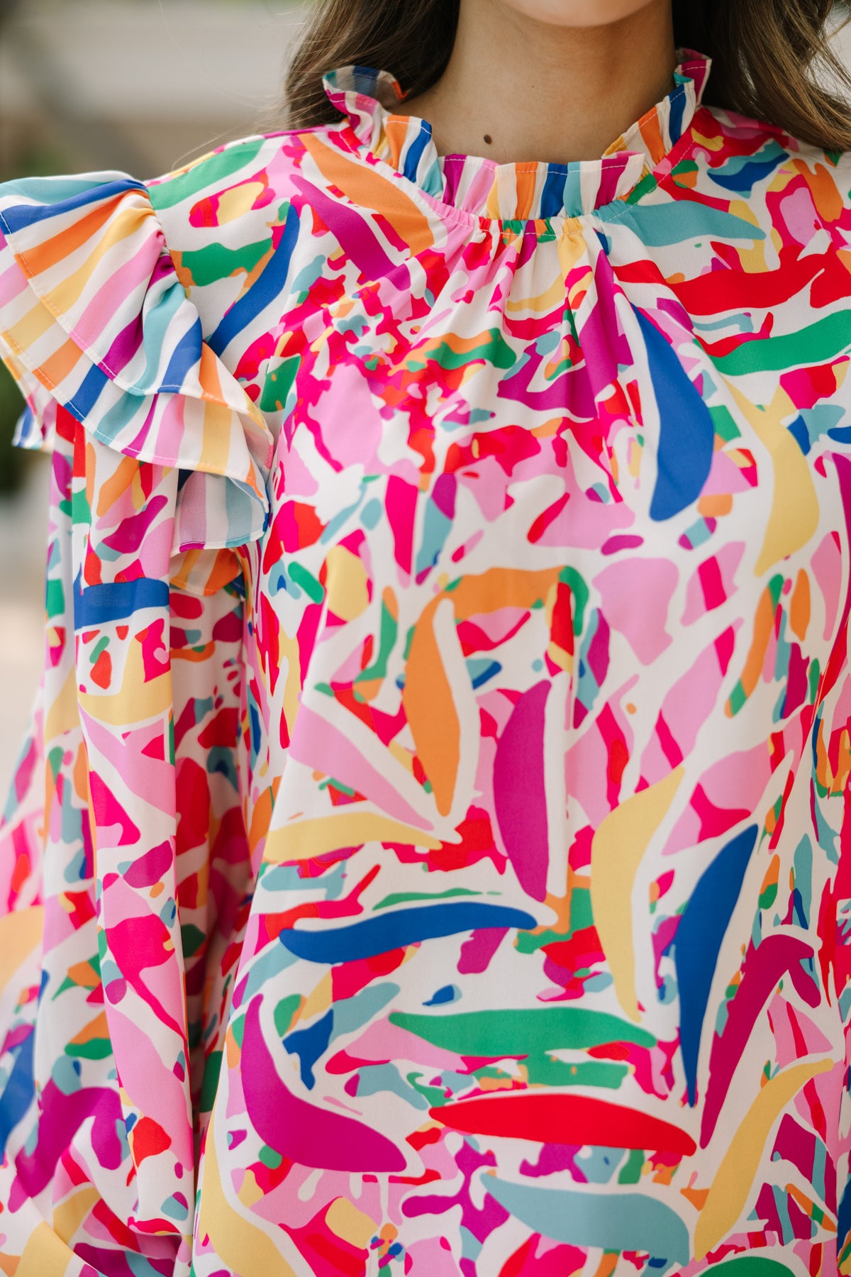 Look On The Bright Side Pink Abstract Blouse – Shop the Mint