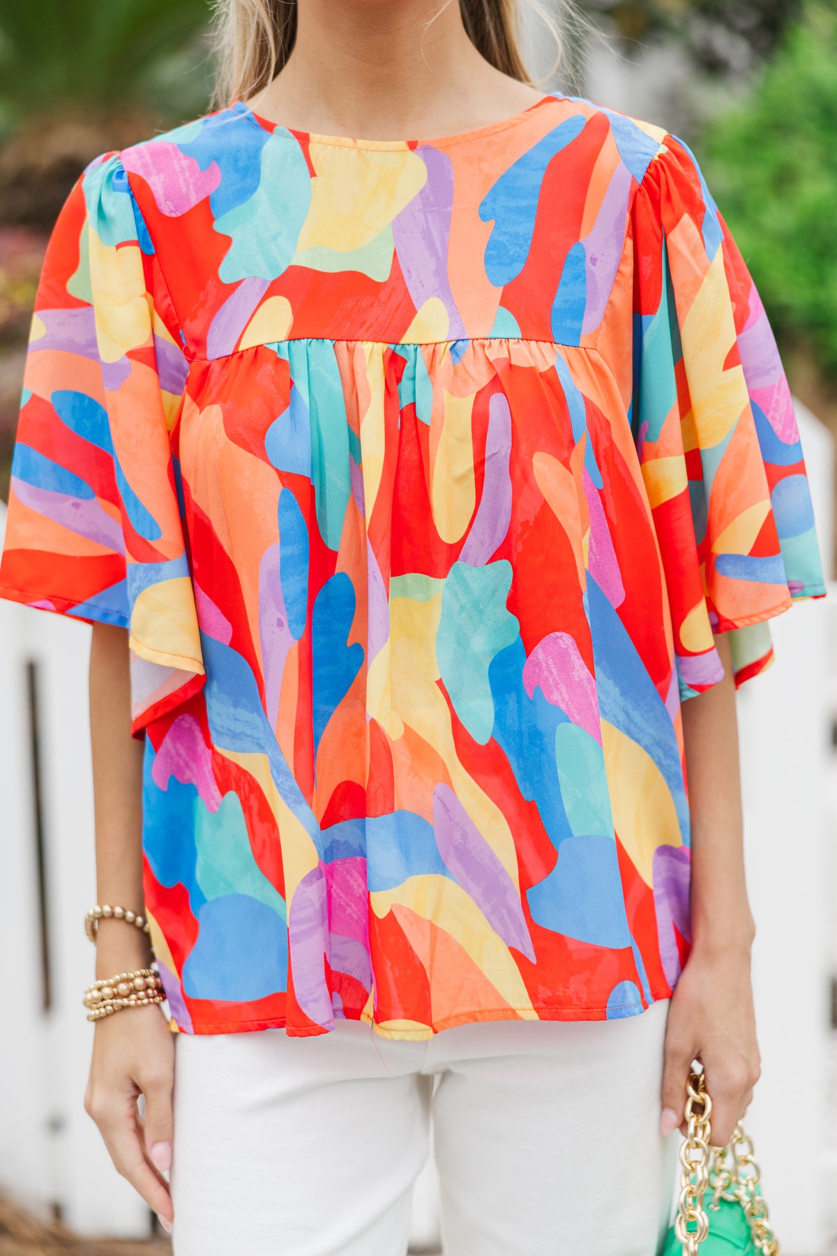 Easy To Find Red Abstract Blouse – Shop the Mint
