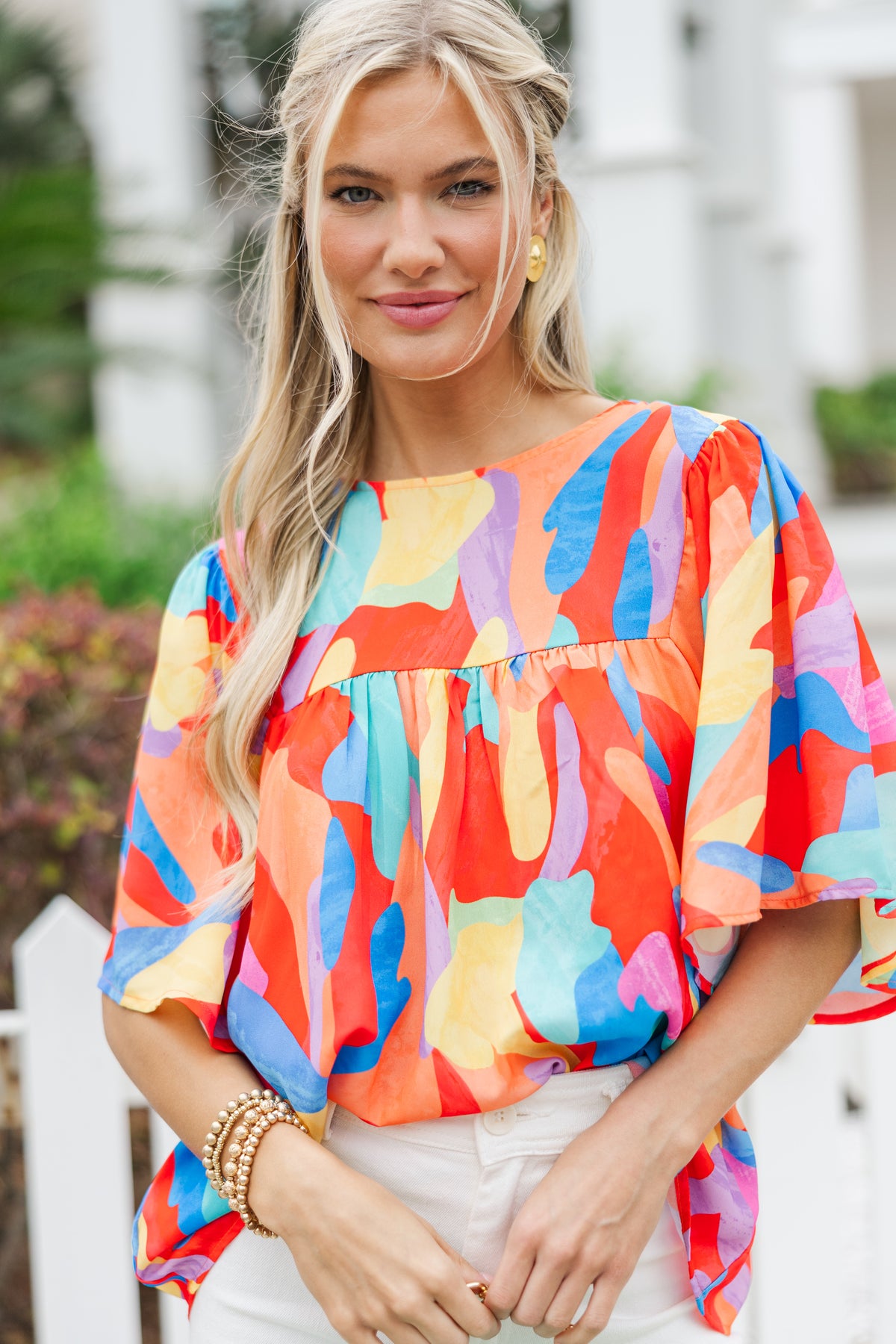 Easy To Find Red Abstract Blouse – Shop the Mint