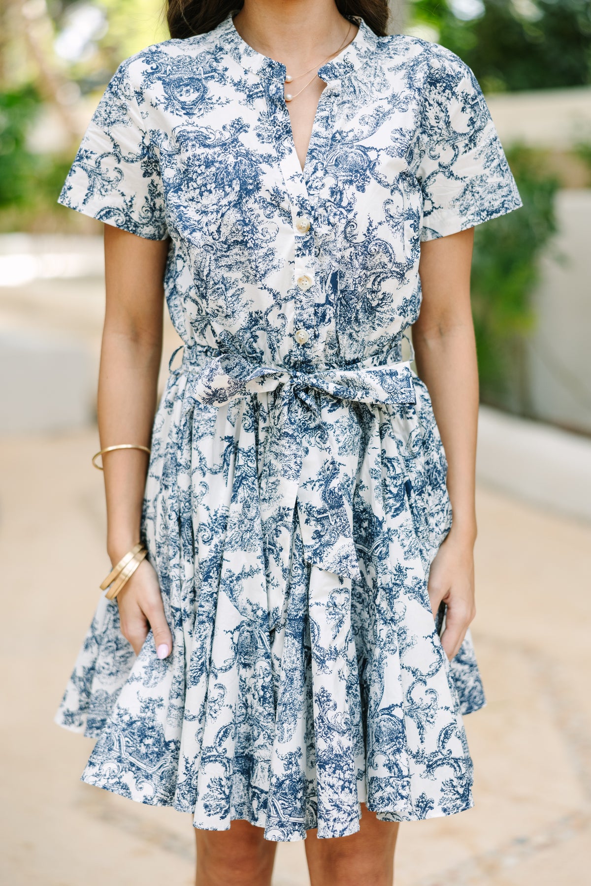 Here To Stay Navy Blue Toile Print Dress – Shop the Mint