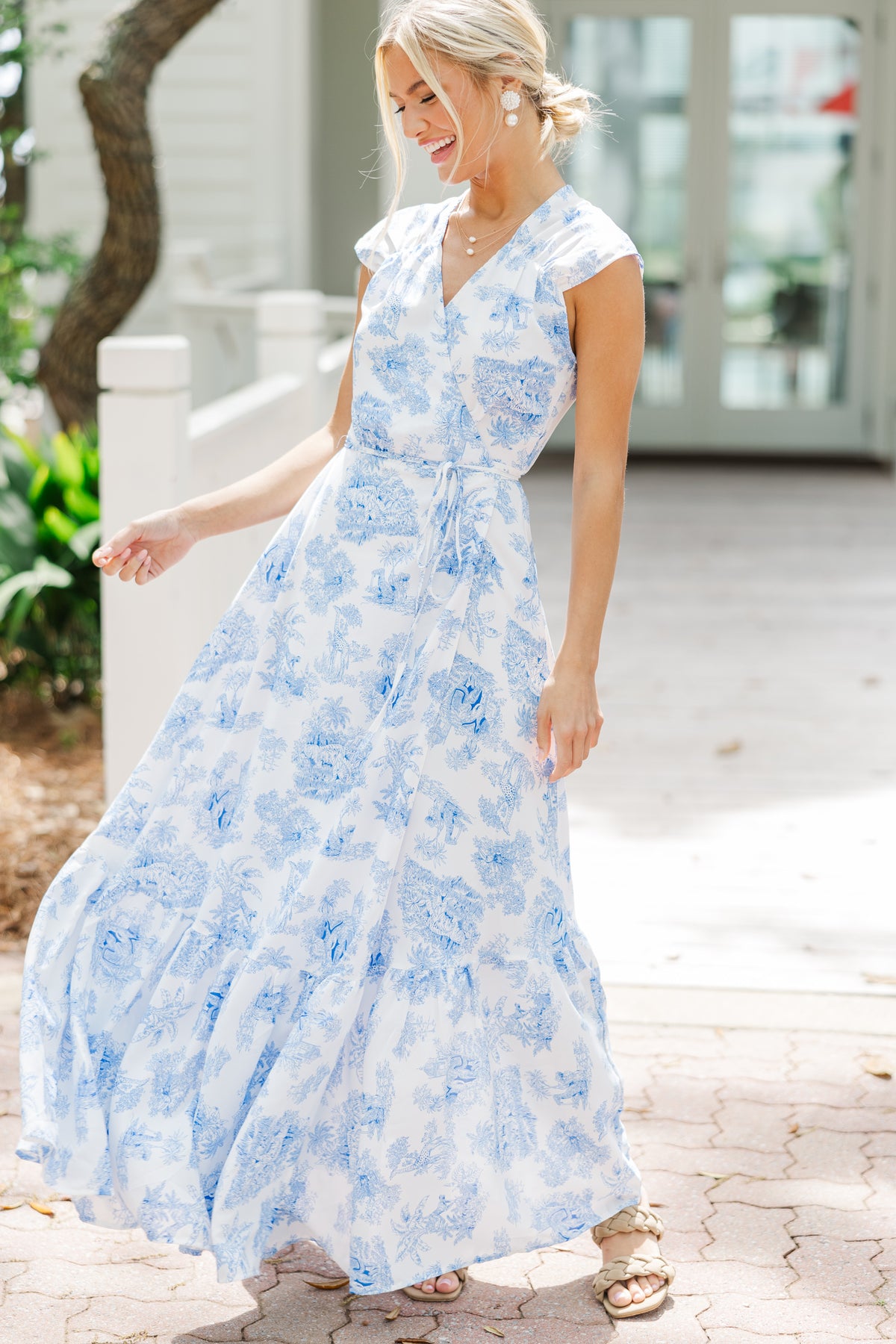 Miss You More White & Blue Toile Maxi Dress – Shop the Mint