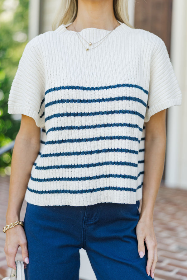 Ready For The Day Navy Blue Striped Sweater – Shop the Mint
