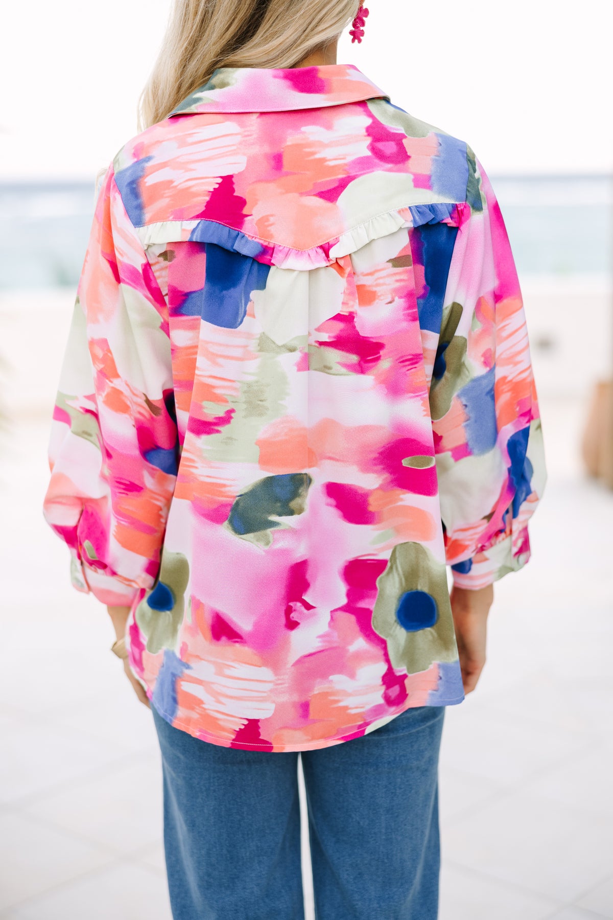 Make You Happy Pink Abstract Blouse – Shop the Mint