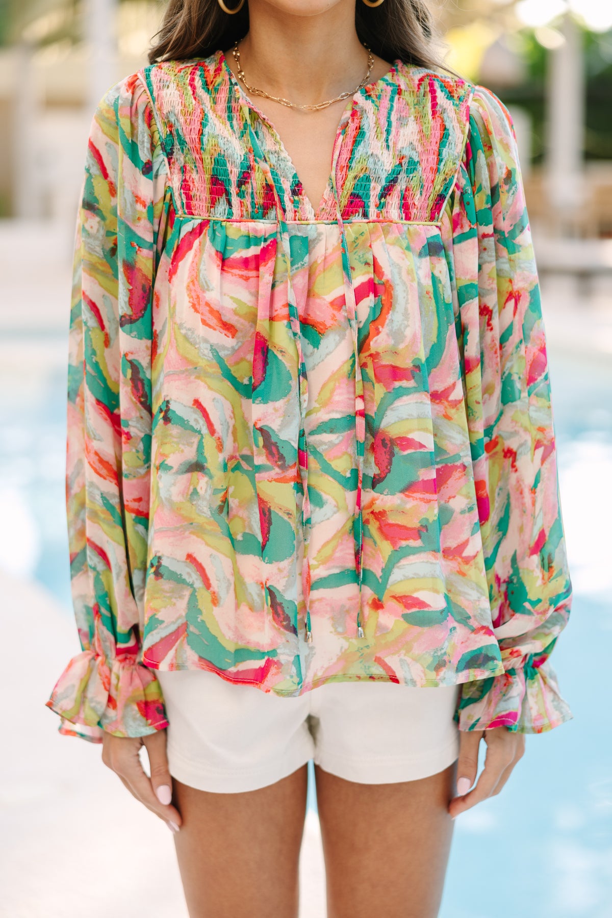 Boost Your Mood Pink Abstract Blouse – Shop the Mint