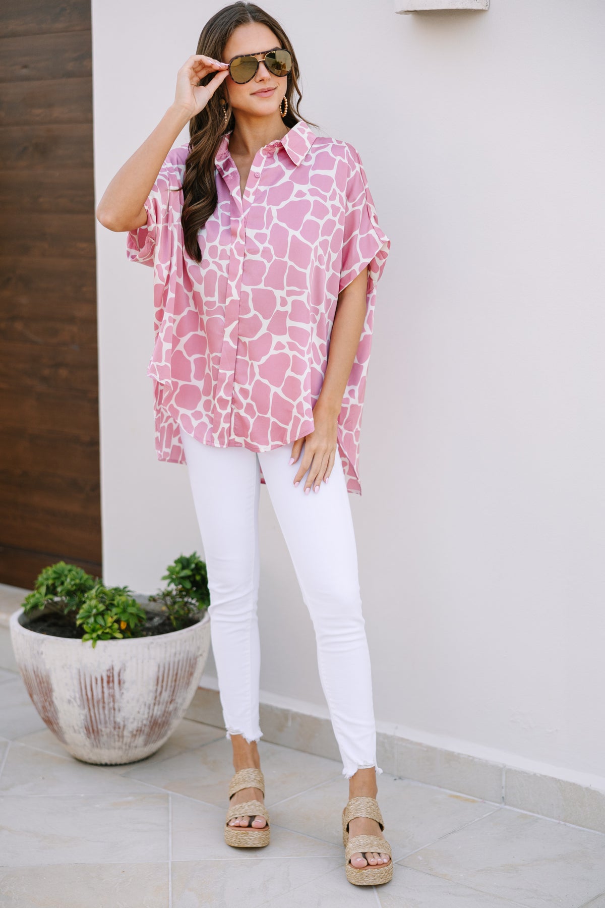 Feeling Your Best Mauve Pink Giraffe Print Blouse – Shop the Mint