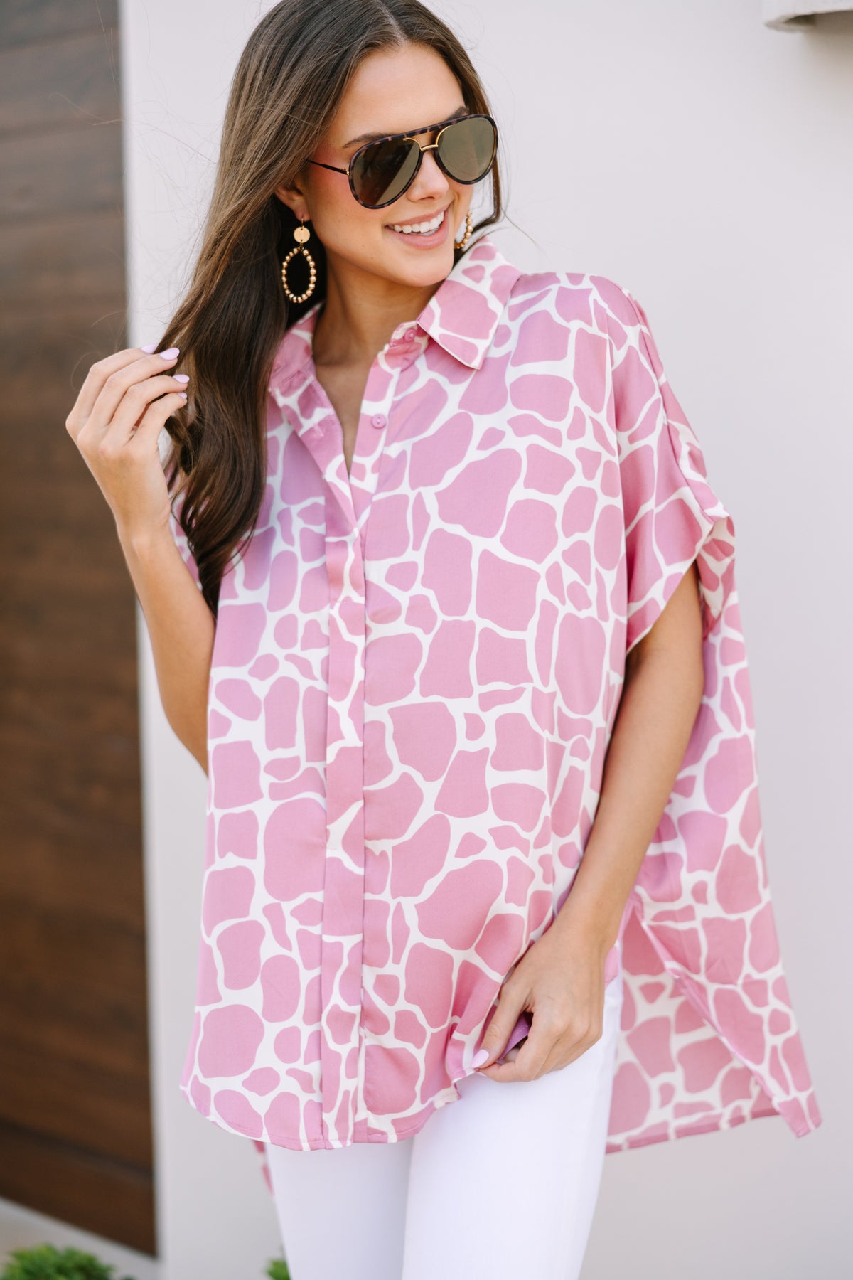 Feeling Your Best Mauve Pink Giraffe Print Blouse – Shop the Mint