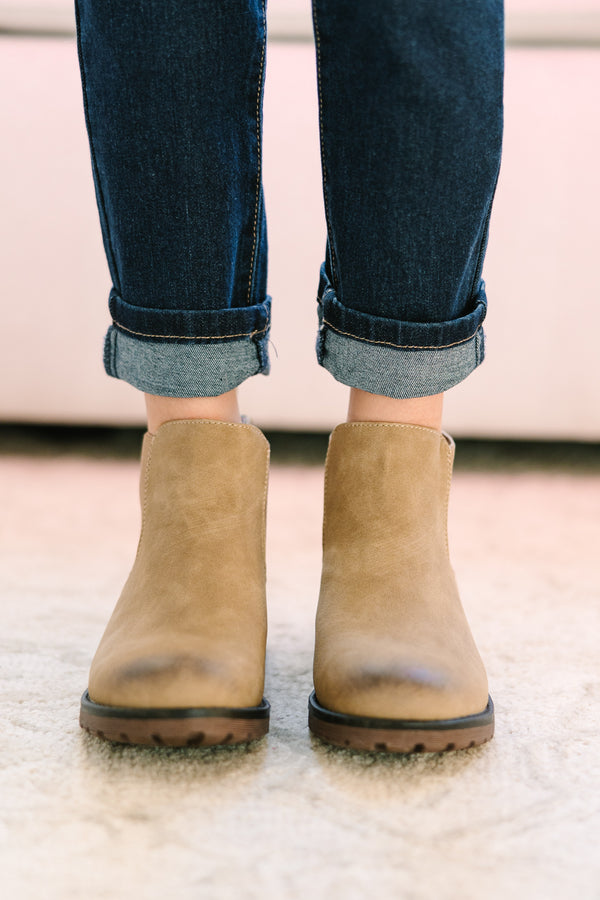 Girls: On The Right Track Taupe Booties – Shop the Mint