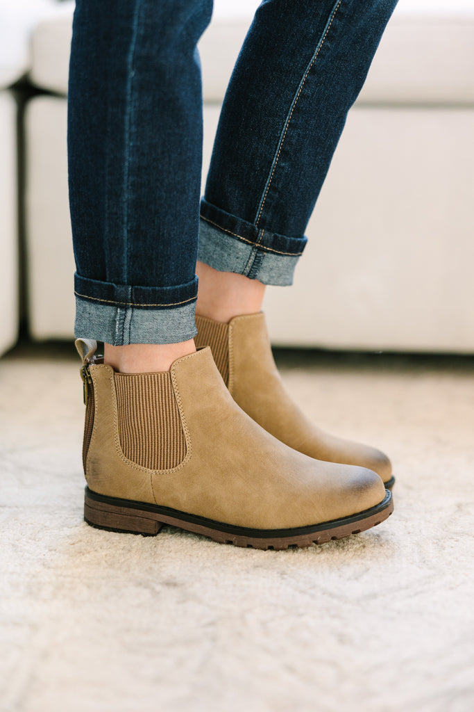Girls: On The Right Track Taupe Booties – Shop the Mint