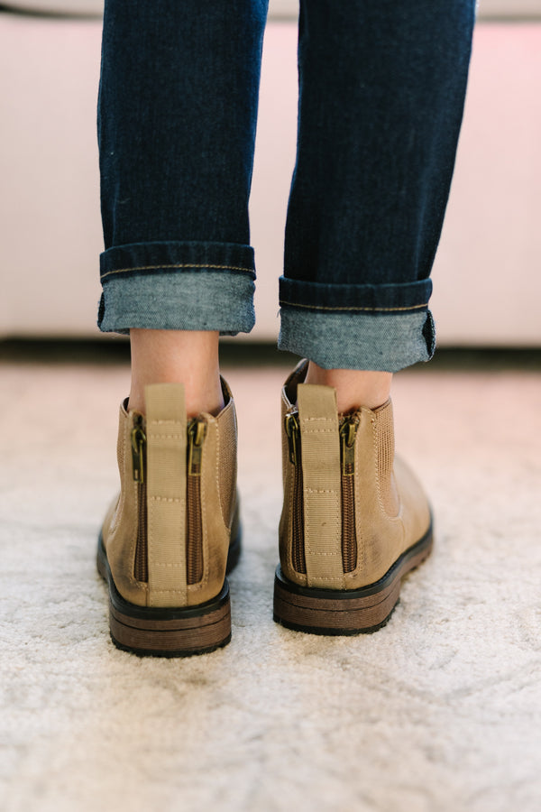 Girls: On The Right Track Taupe Booties – Shop the Mint