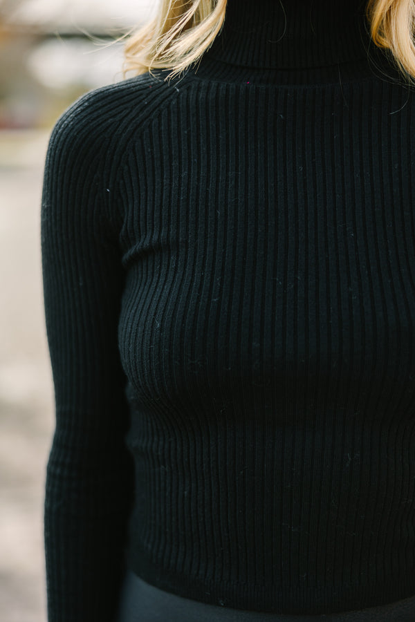 Don't Miss It Black Ribbed Turtleneck Top – Shop the Mint