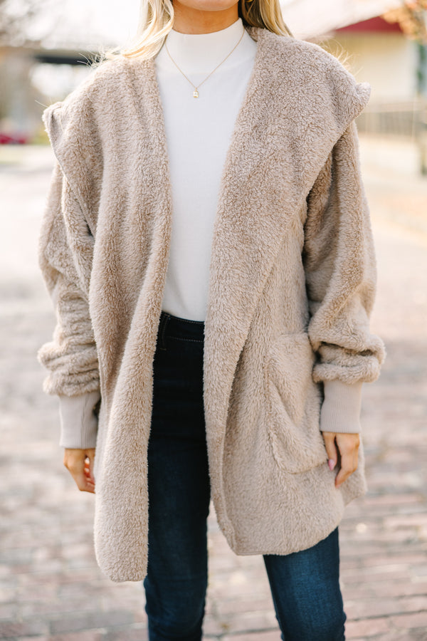 All An Act Taupe Brown Faux Fur Jacket – Shop the Mint