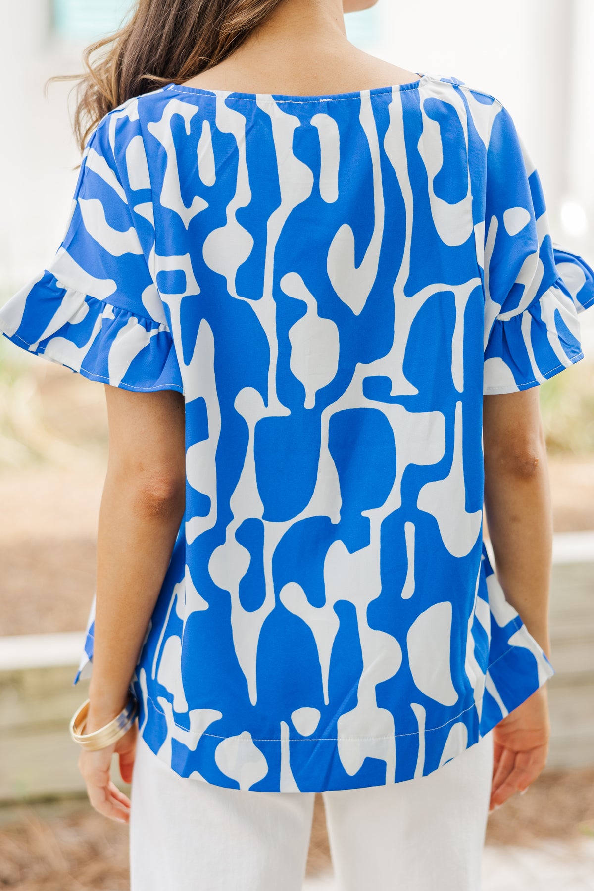 Can't Wait Sapphire Blue Abstract Blouse – Shop the Mint