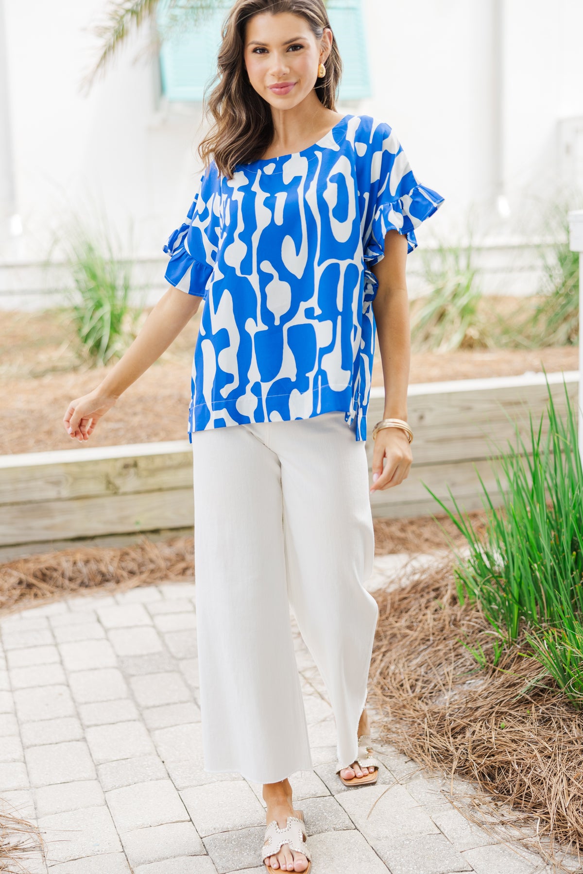 Can't Wait Sapphire Blue Abstract Blouse – Shop the Mint