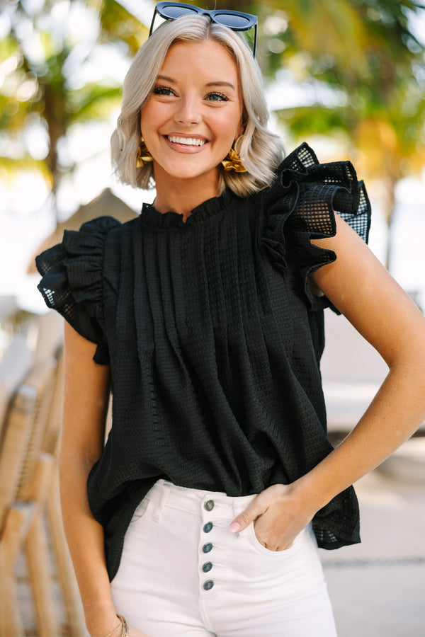 Getting Closer Black Ruffled Blouse – Shop the Mint
