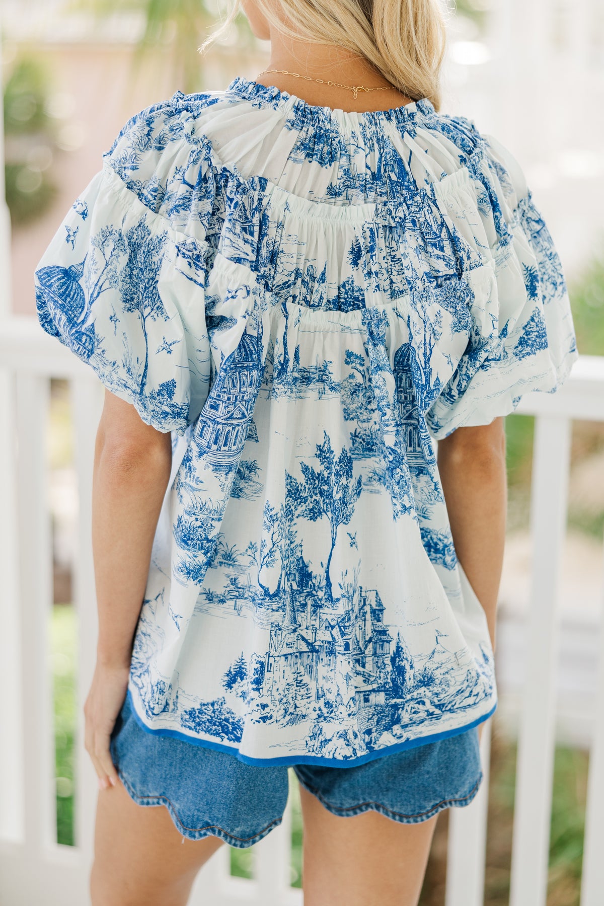 Pull It Together White & Blue Toile Blouse – Shop the Mint