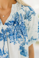 Pull It Together White & Blue Toile Blouse – Shop the Mint