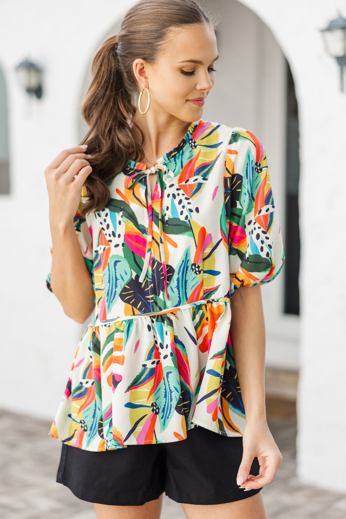 In Plain View Cream White Abstract Blouse – Shop the Mint