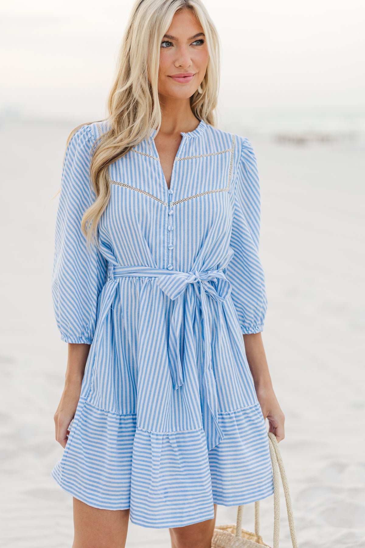 Hold You Close Light Blue Striped Dress – Shop the Mint