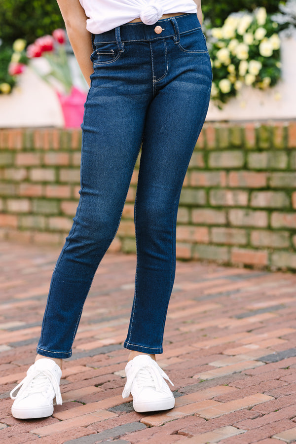 Girls: Just For Fun Dark Wash Skinny Jeans – Shop the Mint