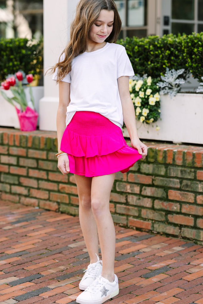 Girls: Spend Some Time Fuchsia Pink Tiered Skort – Shop the Mint