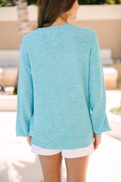 The Slouchy Turquoise Blue Bubble Sleeve Sweater – Shop the Mint