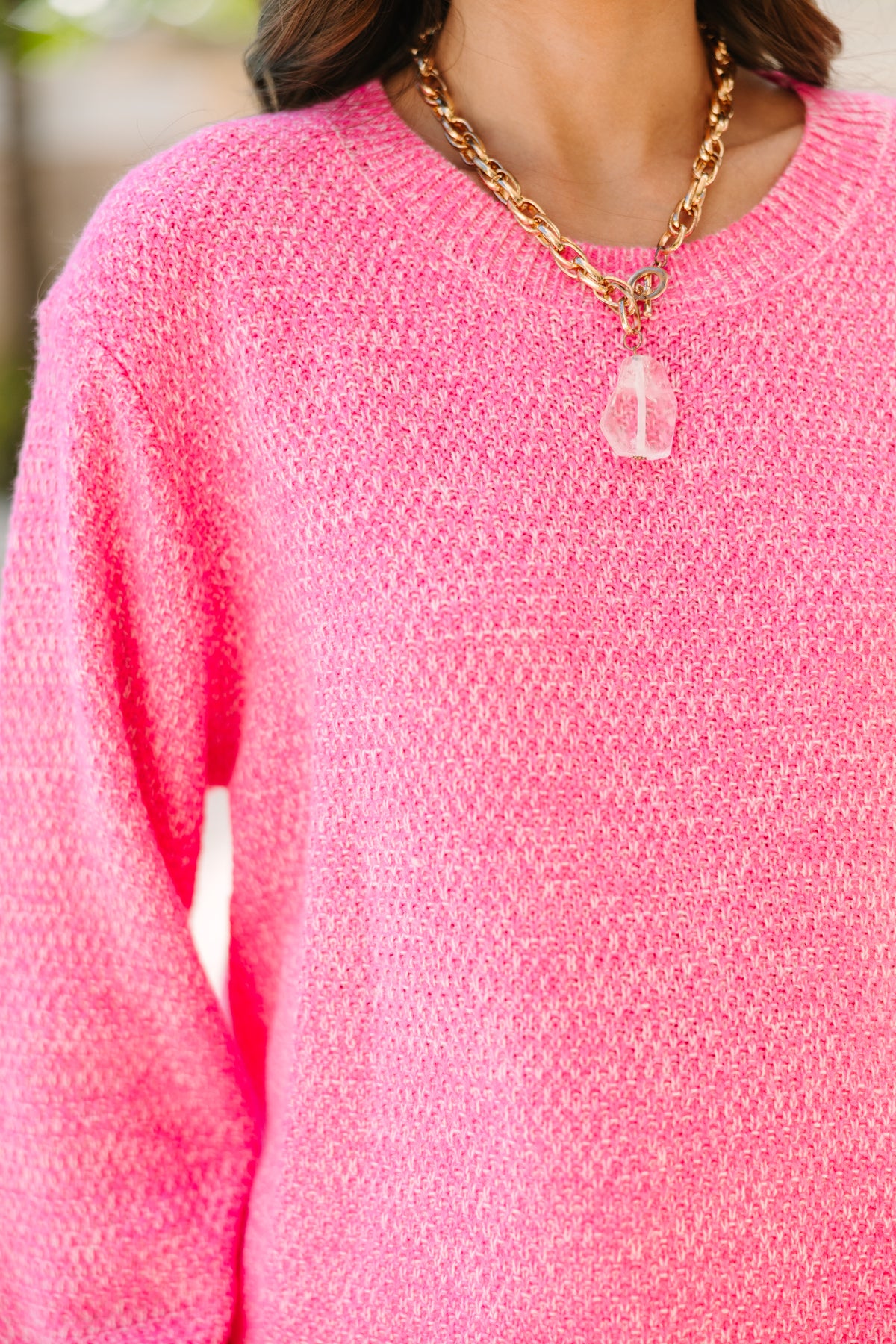 The Slouchy Neon Pink Bubble Sleeve Sweater – Shop the Mint