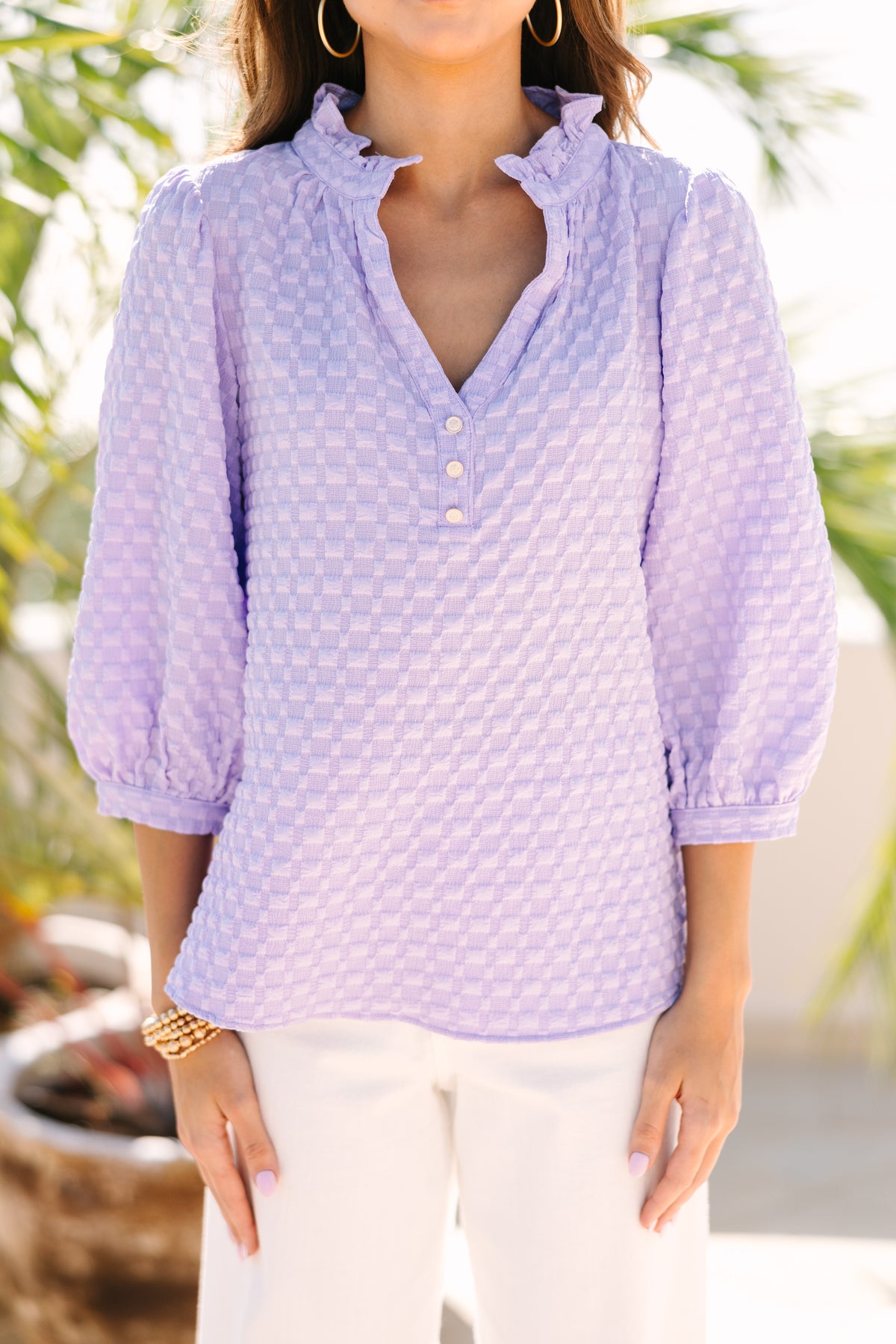 All Up To You Lavender Purple Textured Blouse – Shop the Mint
